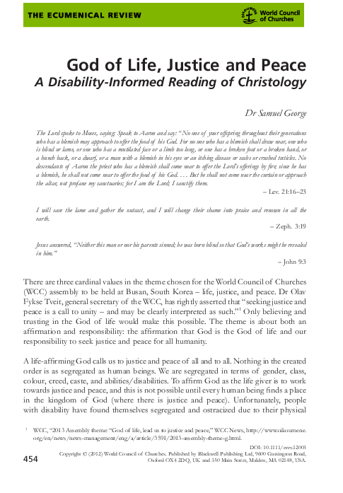 (PDF) God of Life, Justice and Peace