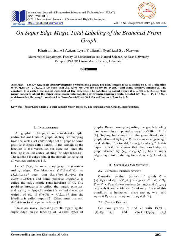 (PDF) On Super Edge Magic Total Labeling of The Branched Prism Graph