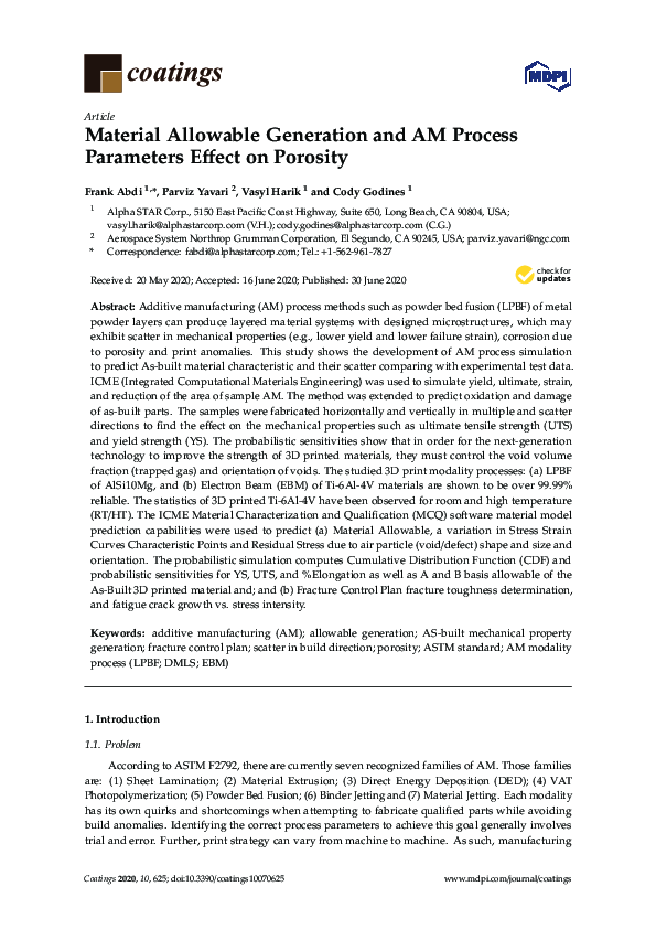 (PDF) Material Allowable Generation and AM Process Parameters Effect on ...