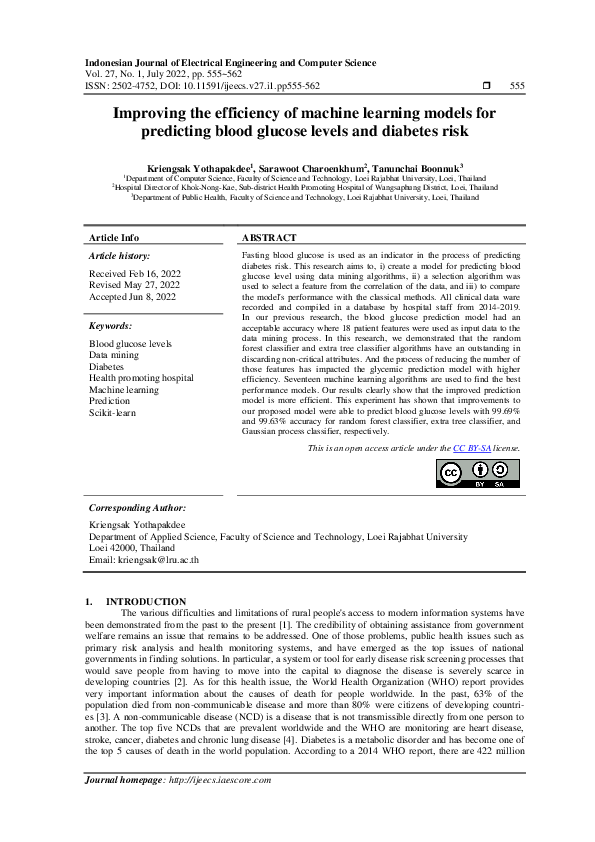 (PDF) Improving the efficiency of machine learning models for ...