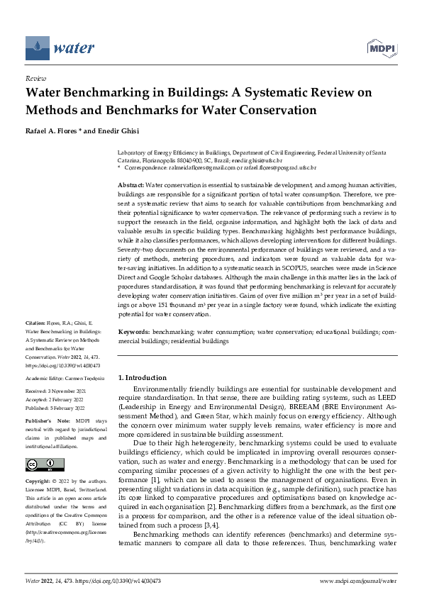 (PDF) Water Benchmarking in Buildings: A Systematic Review on Methods ...