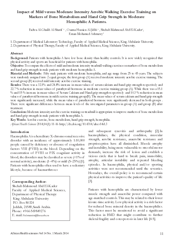 (PDF) Impact of Mild versus Moderate Intensity Aerobic Walking Exercise ...