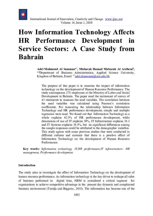 (PDF) How Information Technology Affects HR Performance Development in ...