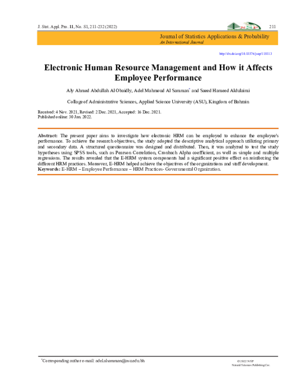 (PDF) Electronic Human Resource Management and How it Affects Employee ...