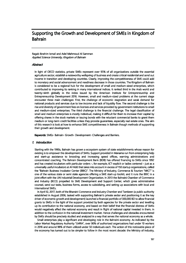 (PDF) Supporting the Growth and Development of SMEs in Bahrain