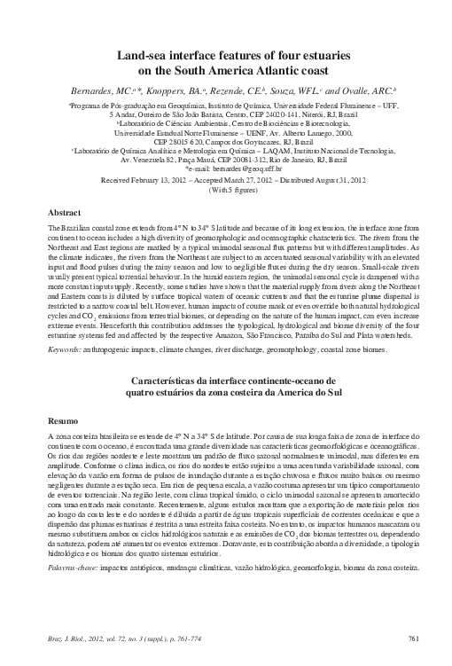 (PDF) Land-sea interface features of four estuaries on the South ...