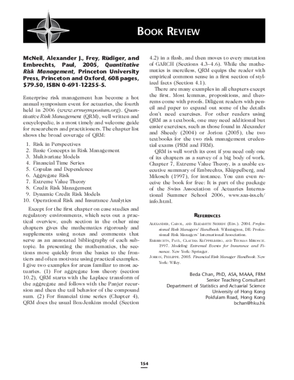 (PDF) McNeil, Alexander J., Frey, Rüdiger, and Embrechts, Paul, 2005,Quantitative Risk Management