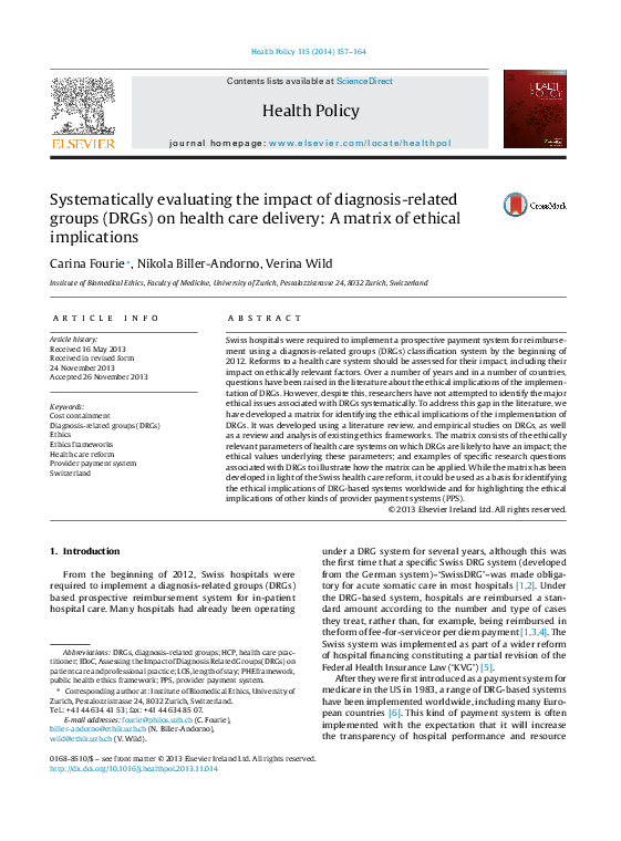 (PDF) Systematically evaluating the impact of diagnosis-related groups ...