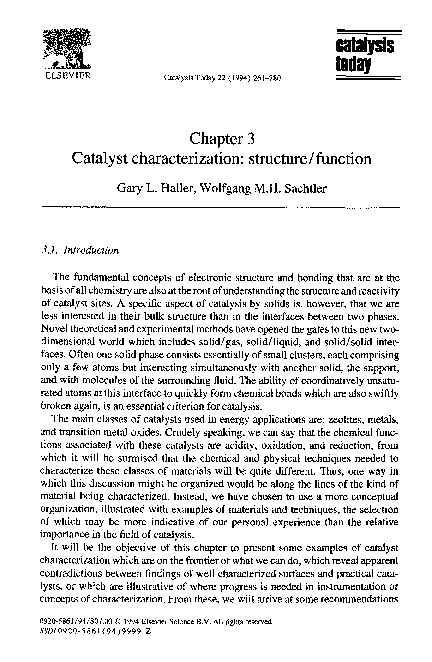 (PDF) Catalyst Characterization: Structure and Function