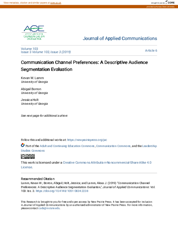 (PDF) Communication Channel Preferences: A Descriptive Audience ...