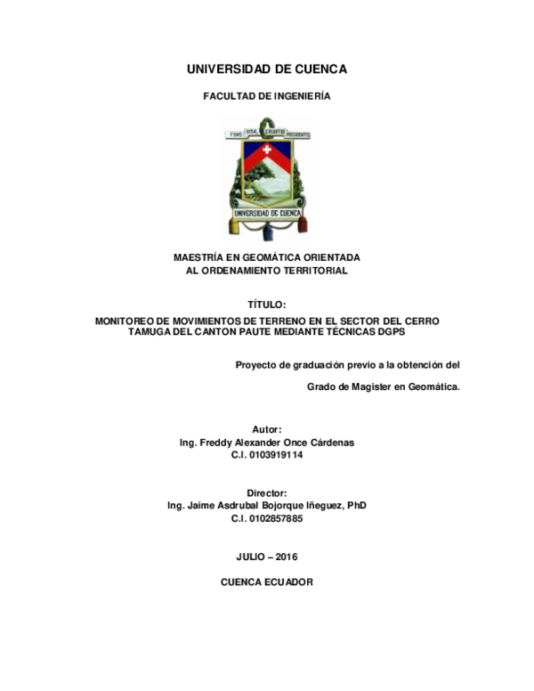 (PDF) Monitoreo de movimientos de terreno en el sector del cerro Tamuga ...