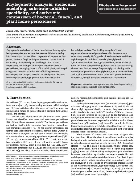 (PDF) Phylogenetic analysis, molecular modeling, substrate-inhibitor specificity, and active ...