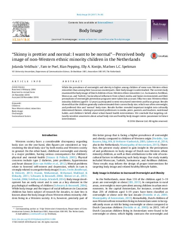 (PDF) “Skinny is prettier and normal: I want to be normal”—Perceived ...