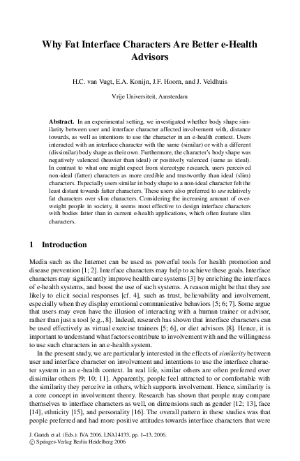 (PDF) Why Fat Interface Characters Are Better e-Health Advisors