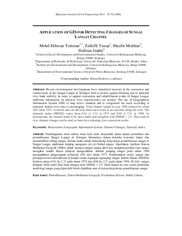 (PDF) Application of Gis for Detecting Changes of Sungai (PDF) Application of Gis for Detecting Changes of Sungai