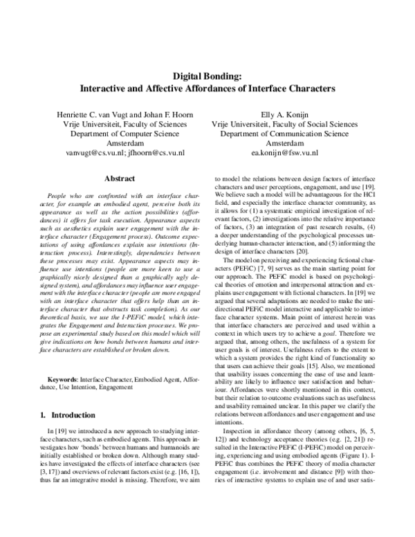 (PDF) Digital bonding: Interactive and affective affordances of ...