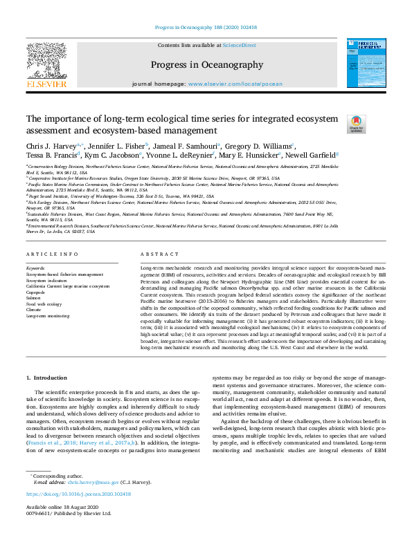 (PDF) The importance of long-term ecological time series for integrated ecosystem assessment and ...