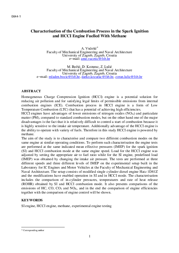 (PDF) Characterisation of the combustion process in the spark ignition ...