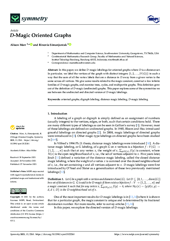 (PDF) D-Magic Oriented Graphs