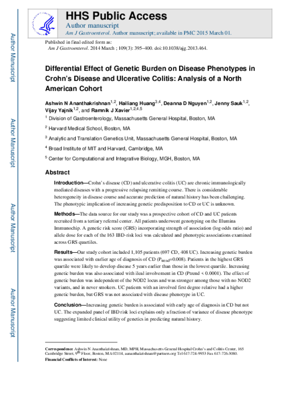 (PDF) Differential Effect of Genetic Burden on Disease Phenotypes in ...