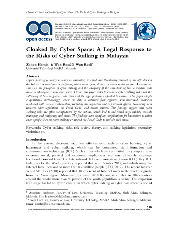 (PDF) Cloaked by cyber space: A legal response to the risks of cyber ...