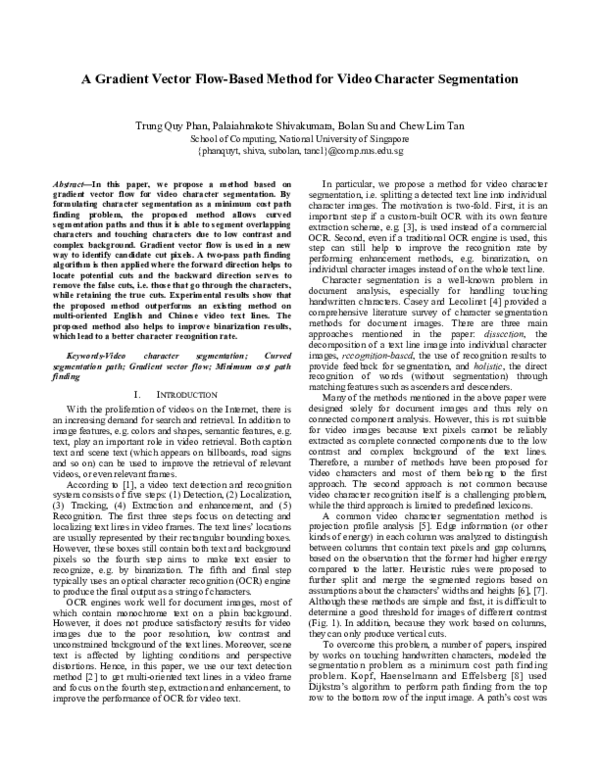 Pdf A Gradient Vector Flow Based Method For Video Character Segmentation 