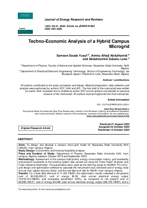 (PDF) Techno-Economic Analysis of a Hybrid Campus Microgrid