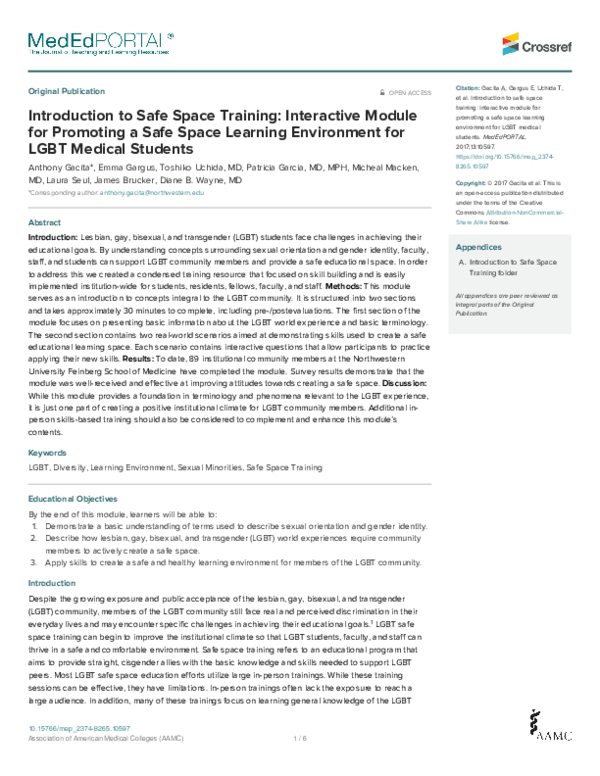 (PDF) Introduction to Safe Space Training: Interactive Module for ...