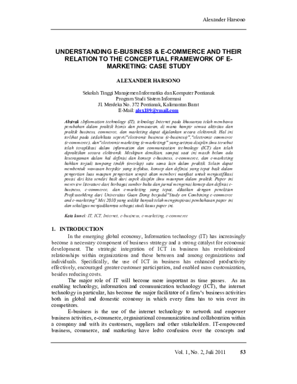 (PDF) Understanding E-Business & E-Commerce and Their Relation to the ...