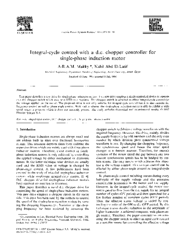 (PDF) Integral-cycle control with a d.c. chopper controller for single ...