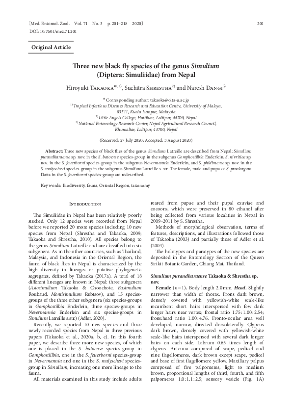 (PDF) Three new black fly species of the genus Simulium (Diptera ...