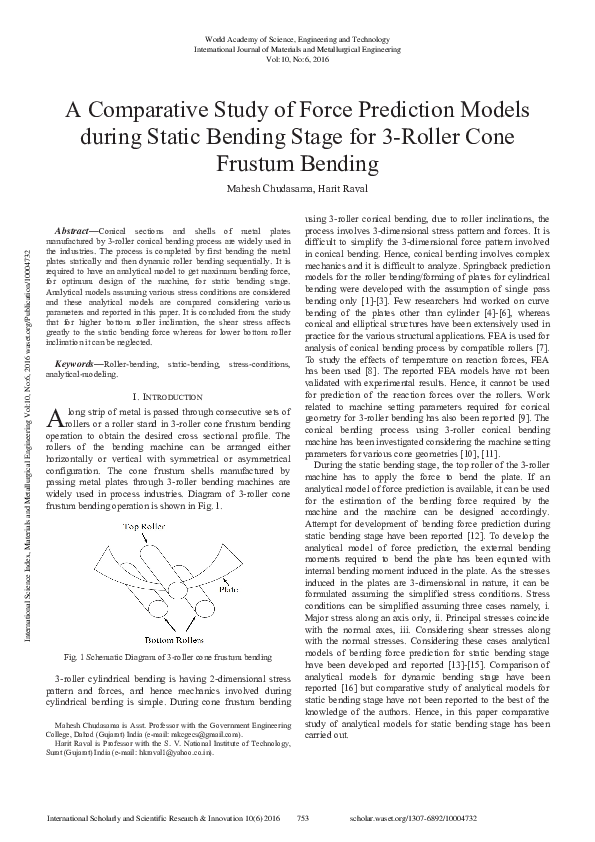 (PDF) A Comparative Study Of Force Prediction Models During Static ...