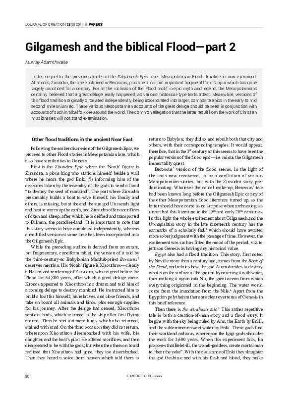 (PDF) Gilgamesh and the biblical Flood—part 2