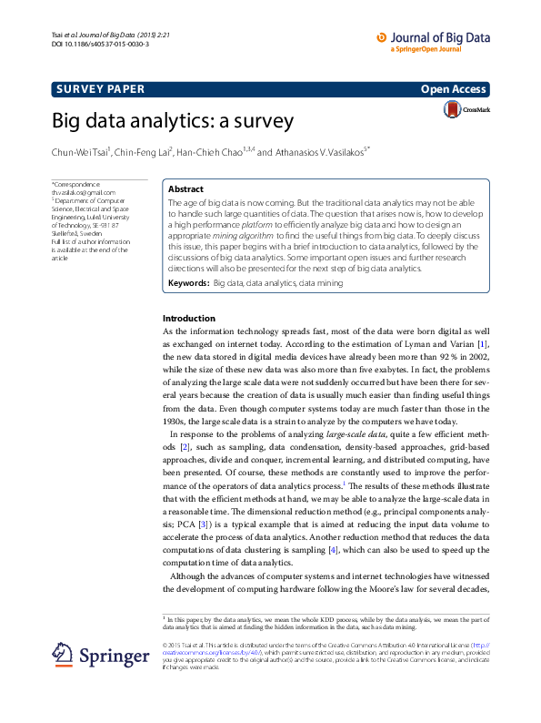 (PDF) Big data analytics: a survey