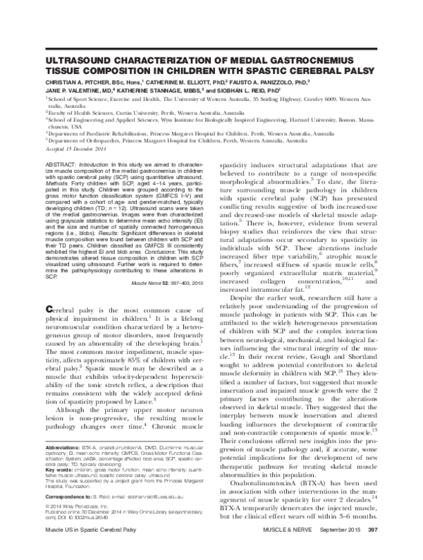 (PDF) Ultrasound characterization of medial gastrocnemius tissue composition in children with ...