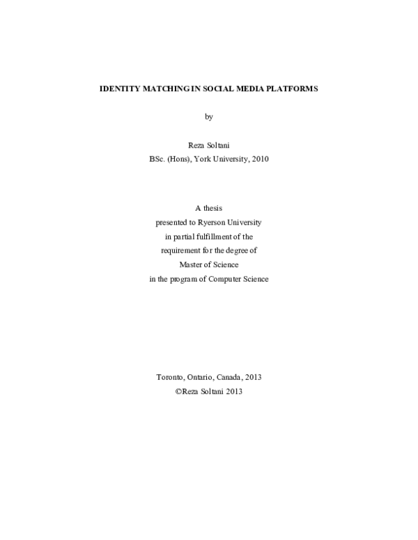 (PDF) Identity matching in social media platforms