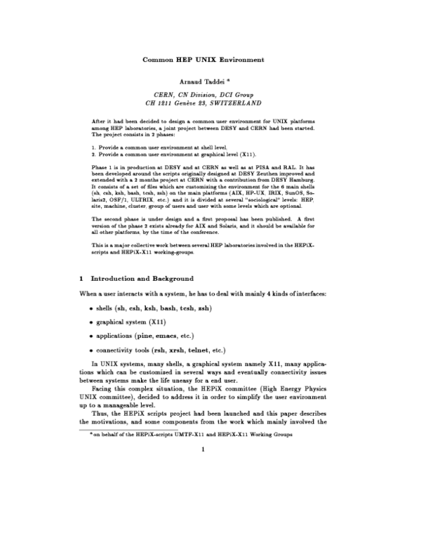 (PDF) Common HEP UNIX Environment