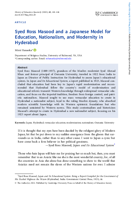 (PDF) Syed Ross Masood and a Japanese Model for Education, Nationalism ...