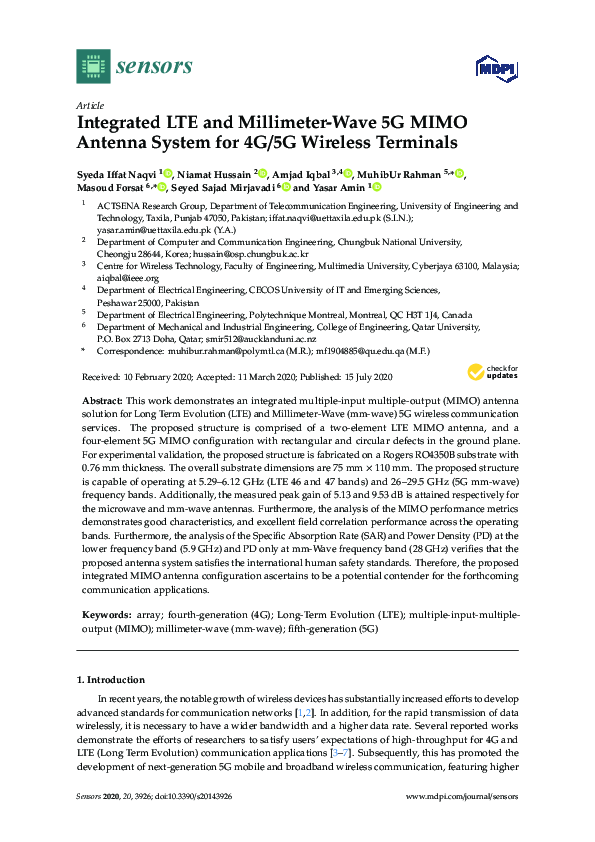 (PDF) Integrated LTE and Millimeter-Wave 5G MIMO Antenna System for 4G ...