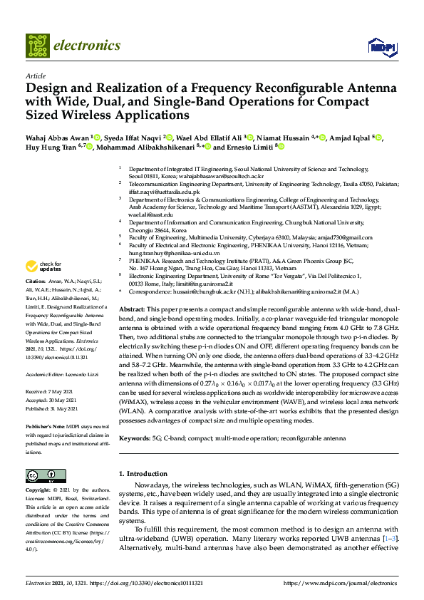 (PDF) Design and Realization of a Frequency Reconfigurable Antenna with Wide, Dual, and Single ...