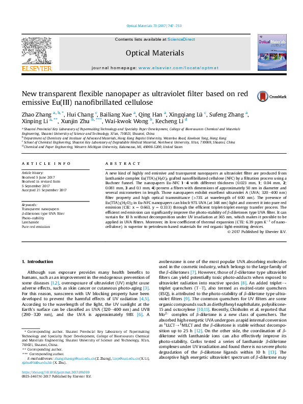 (PDF) New transparent flexible nanopaper as ultraviolet filter based on ...