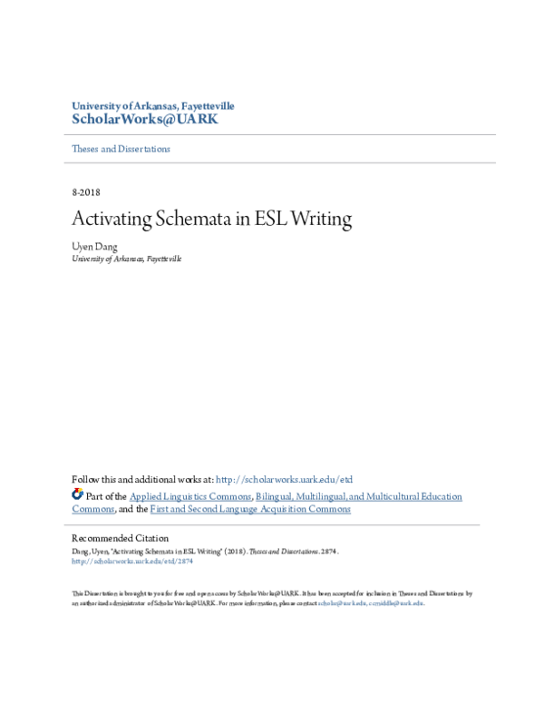 (PDF) Activating Schemata in ESL Writing