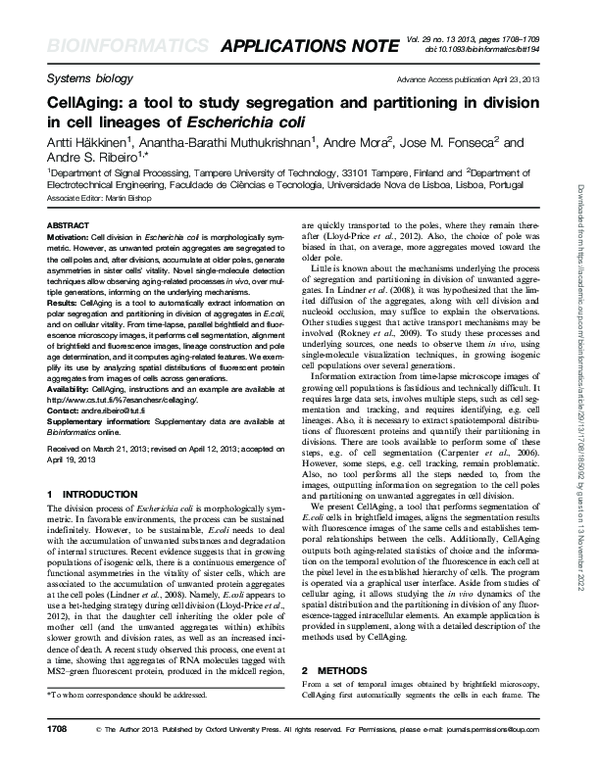 (PDF) CellAging: a tool to study segregation and partitioning in ...