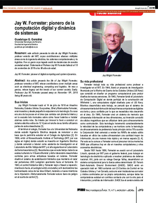 (PDF) Jay W. Forrester: pionero de la computación digital y dinámica de ...
