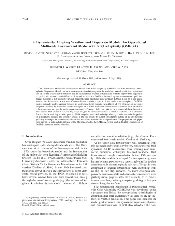 (PDF) A Dynamically Adapting Weather and Dispersion Model: The ...