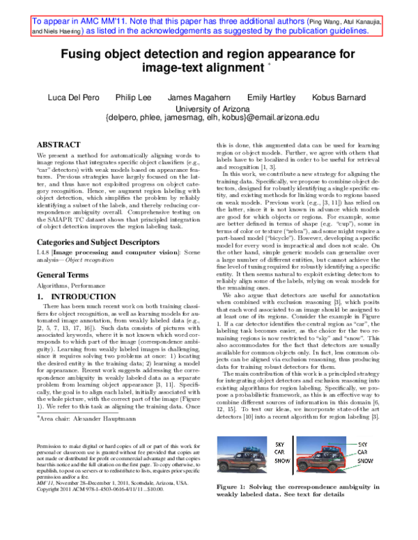 Pdf Fusing Object Detection And Region Appearance For Image Text