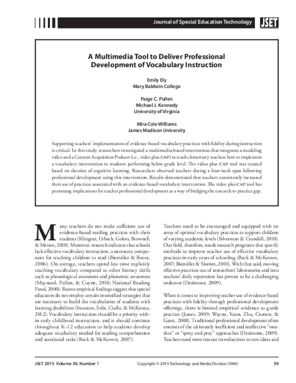 (PDF) A Multimedia Tool to Deliver Professional Development of ...