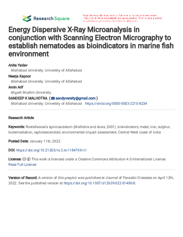 (PDF) Energy Dispersive X-Ray Microanalysis in conjunction with ...