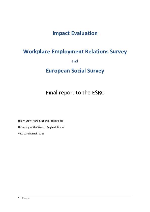 (PDF) Impact evaluation workplace employment relations survey and ...