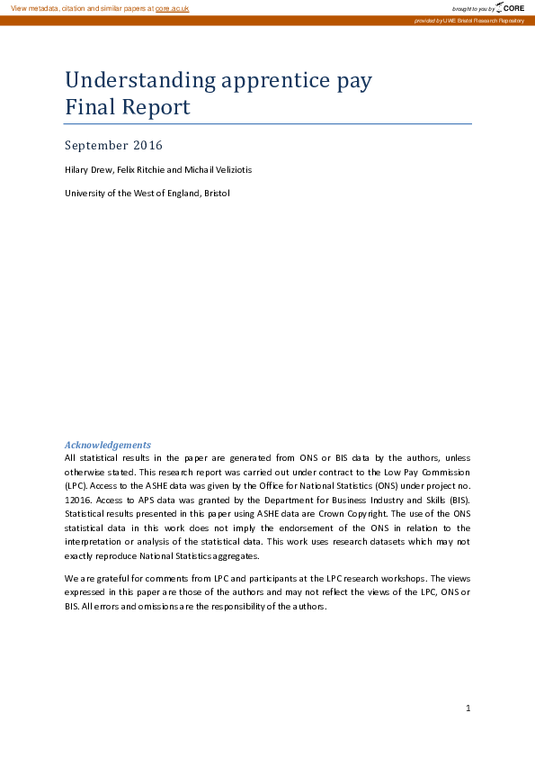 (PDF) Understanding apprentice pay: Final report